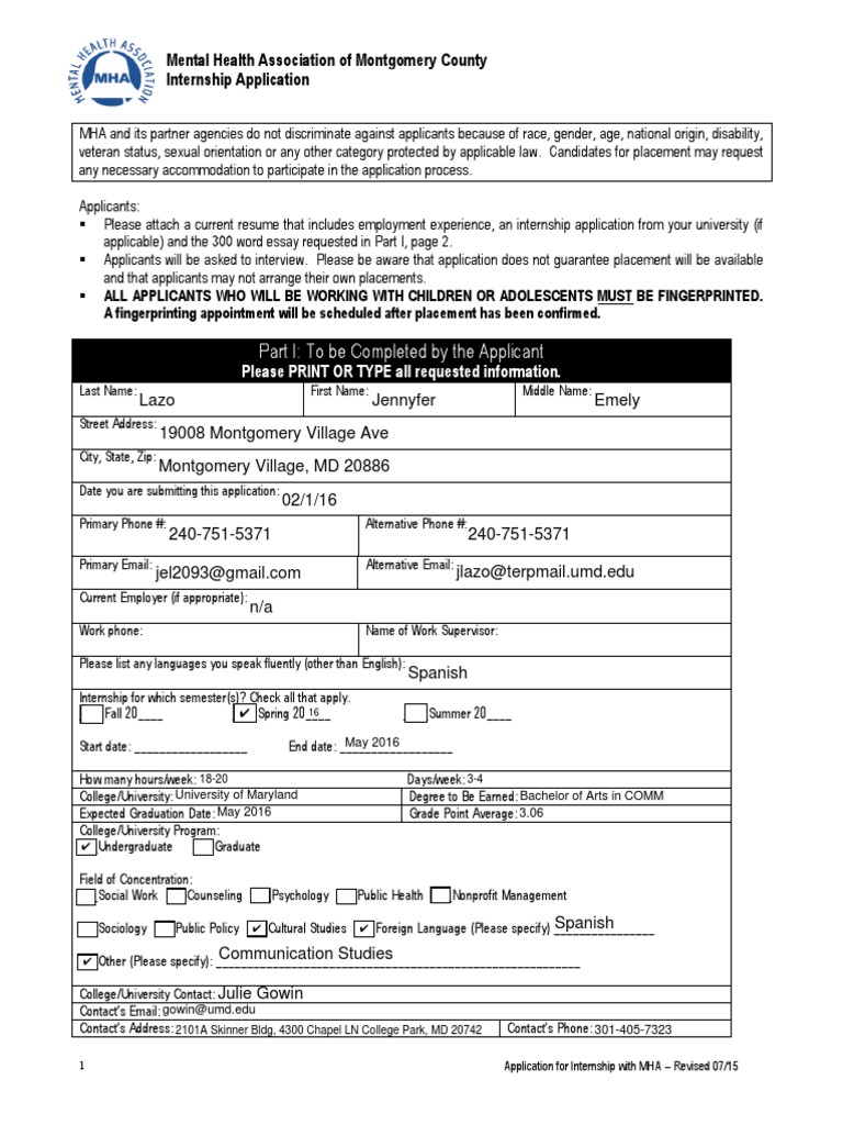 MHA Application | PDF | Internship | Job Hunting