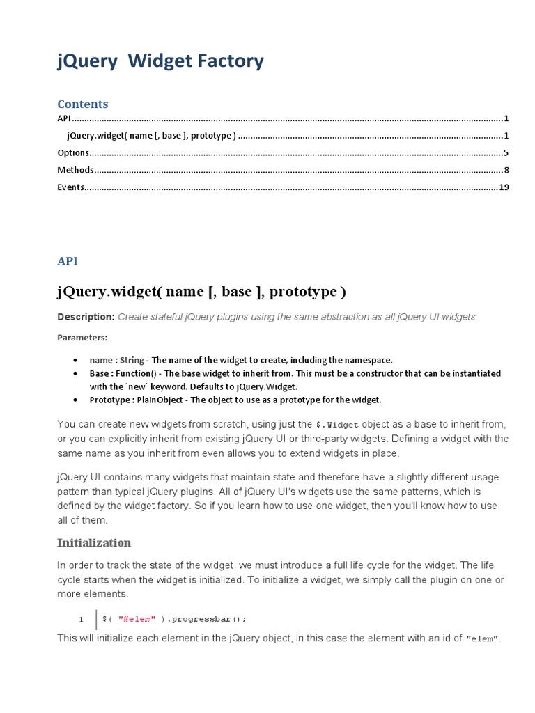 Jquery Widget Factory J Query Callback Computer Programming 