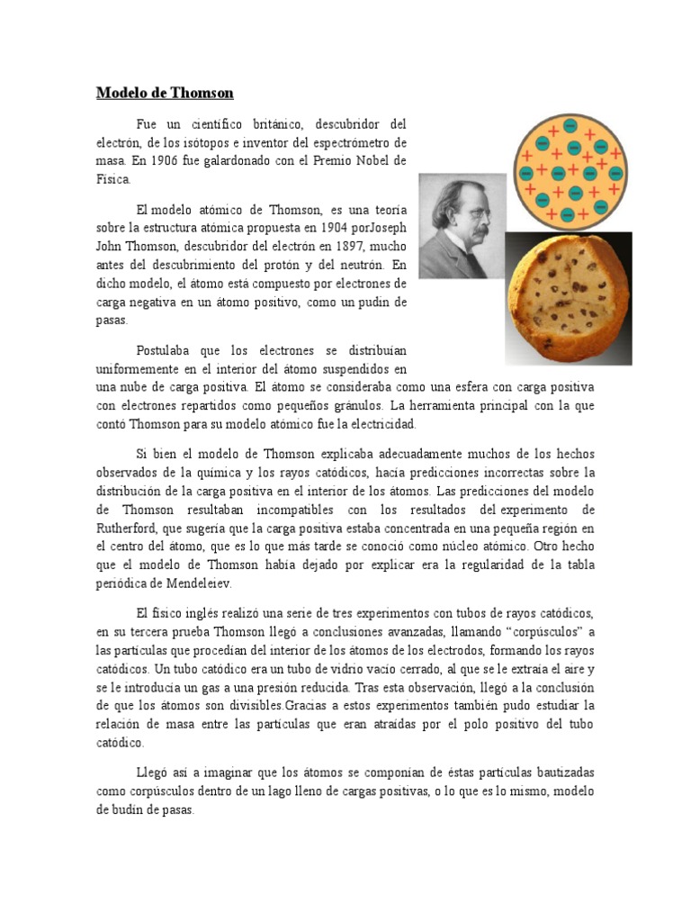 Modelo de Thonson | PDF | Átomos | Enlace químico