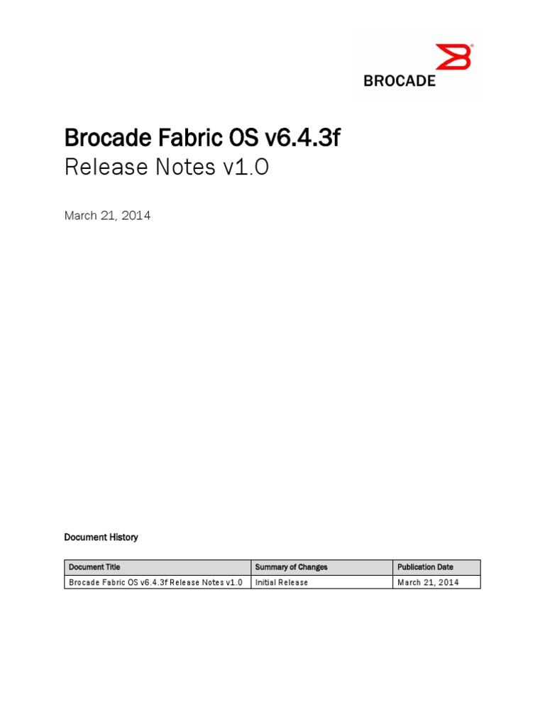 Brocade Fabric OS v6.4.3f Release Notes v1.0 PDF | PDF | Network Switch ...