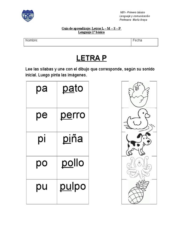 Lectura Inicial: Letras L, M, S, P | PDF | Idiomas