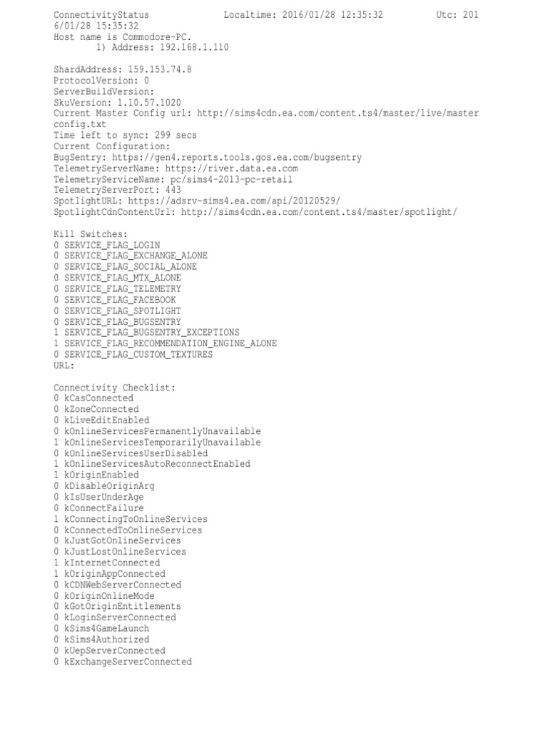 Connection Status Sims 4 Config File | PDF | Computer Architecture ...