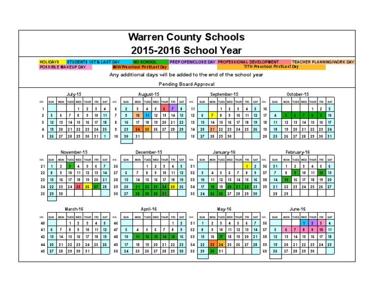 Warren County School Calendar 2024-25 | PDF