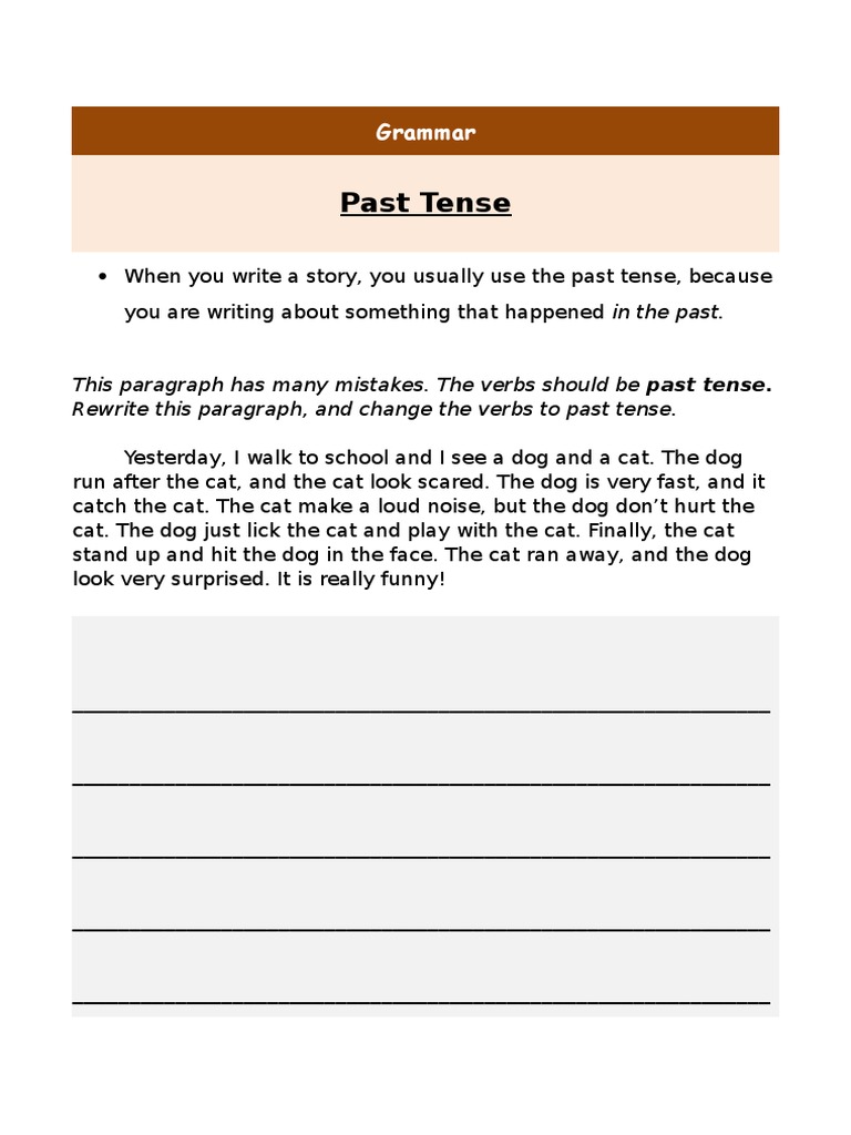 Past Tense Error Correction | PDF