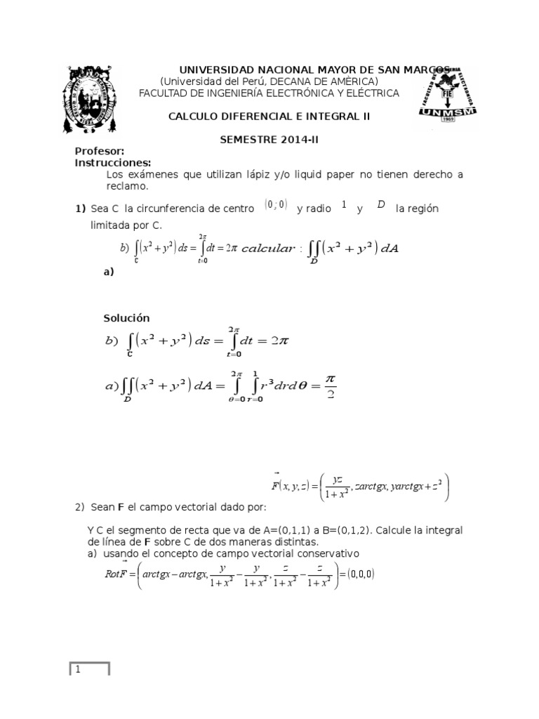 Examen Final de Calculo II | Integral | Conceptos matemáticos | Prueba ... Examen Final de Calculo II | Integral | Conceptos matemáticos | Prueba ...