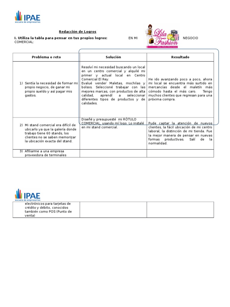 Hoja de Trabajo Redacción de Logros | PDF | Negocios