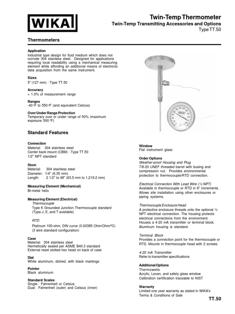 DS TMTT 50 en Us 16241 | PDF | Thermocouple | Electrical Engineering