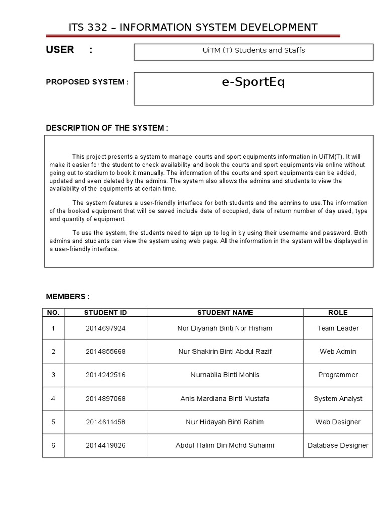 Propose System Its332 Form | PDF | Business | Technology & Engineering
