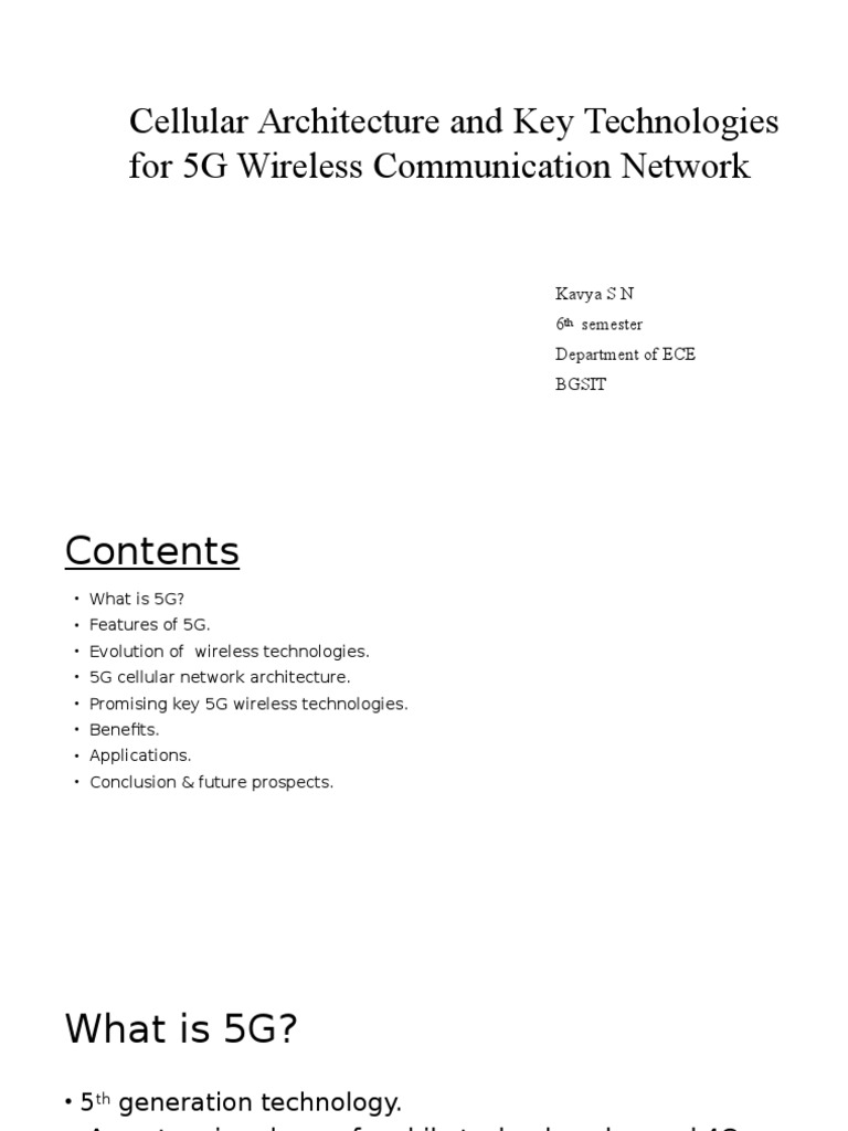 Key Technologies in 5G Networks | PDF | 4 G | Mobile Telecommunications
