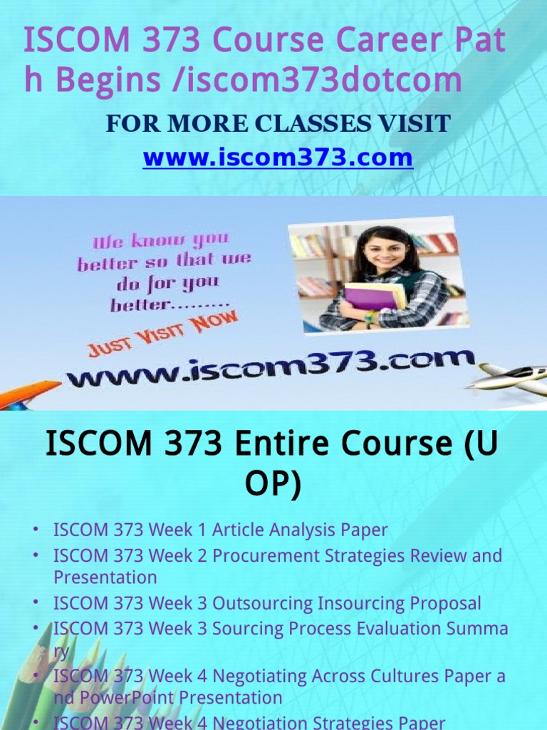 ISCOM 373 Course Career Path Begins Iscom373dotcom | PDF | Procurement ...