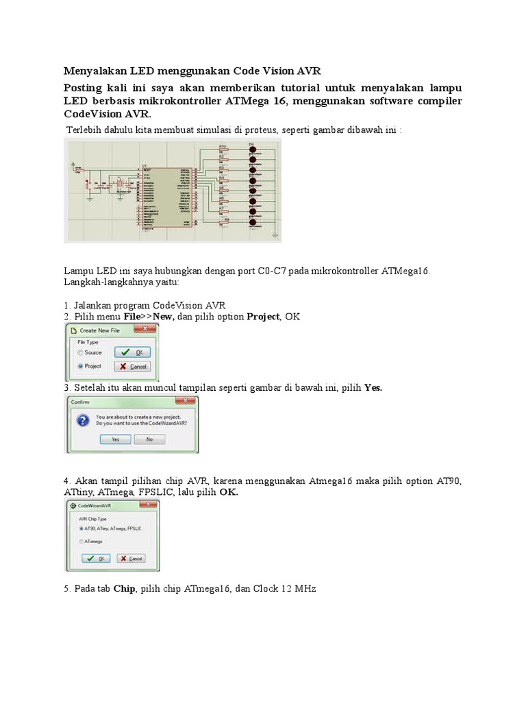 Menyalakan LED Menggunakan Code Vision AVR | PDF
