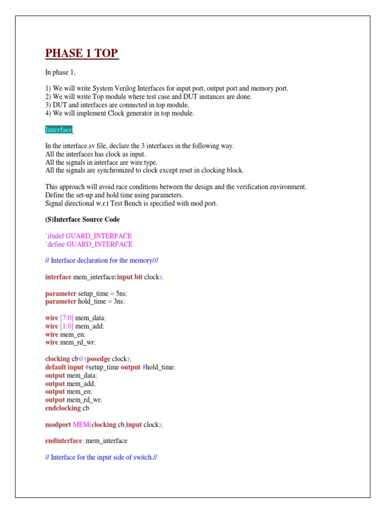 Implementation Of Systemverilog Interfaces Top Module Configuration Class And Basic 0398