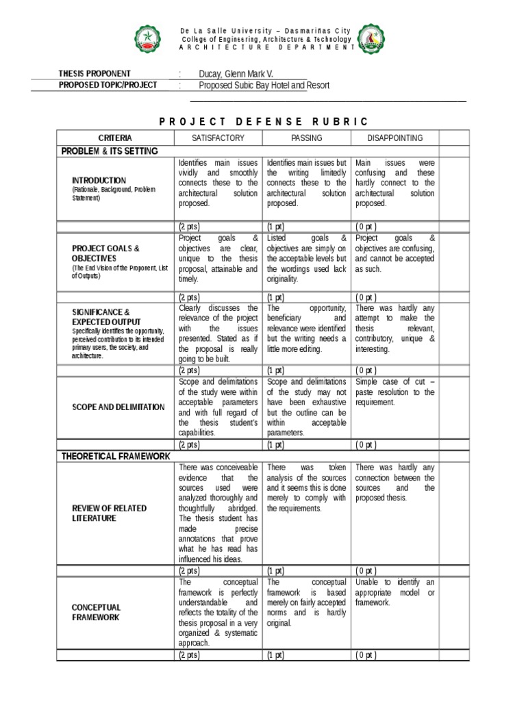RUBRIC Project Defense | PDF | Thesis | Cognition
