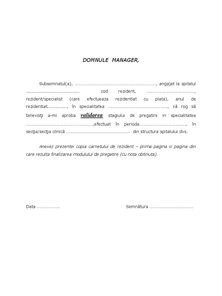 Model Cerere Validare Stagii | PDF