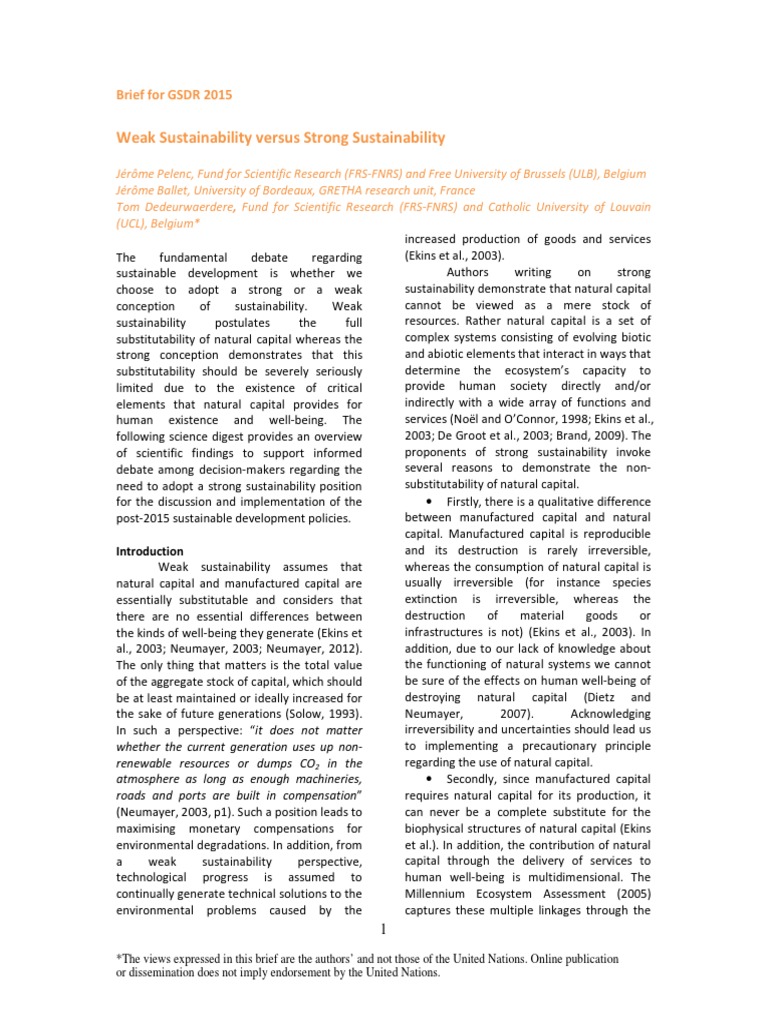 Weak Sustainability Versus Strong Sustainability | PDF | Sustainability ...