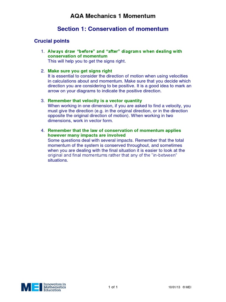 Conservation of Momentum CP | PDF | Teaching Methods & Materials