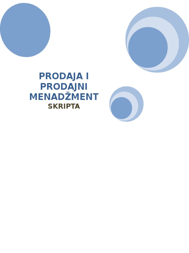 Prodaja I Prodajni Menadzment-Skripta | PDF