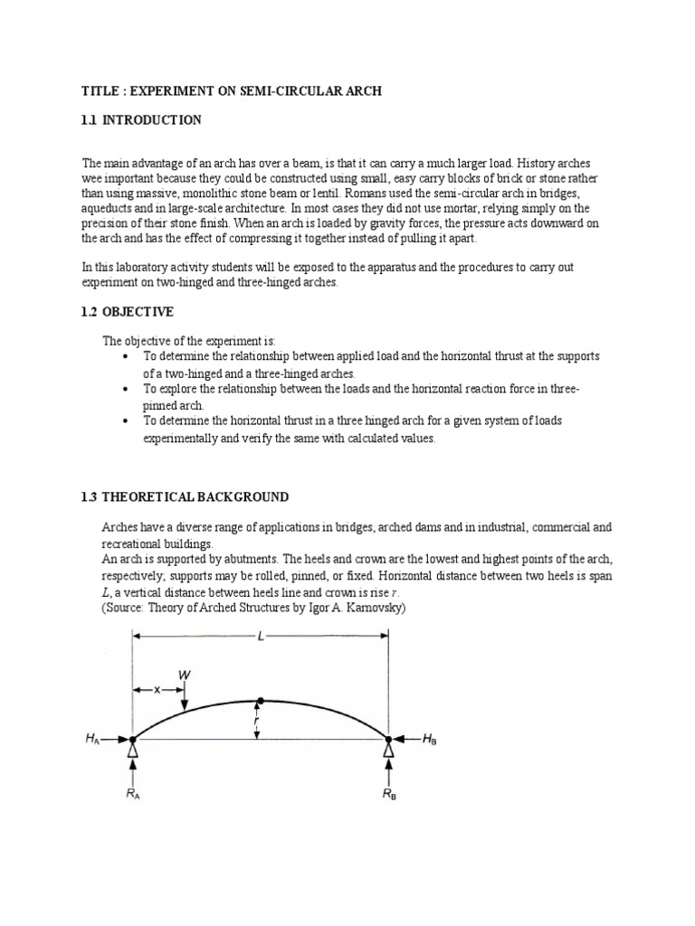 Experiment On Semi-Circular Arch | PDF | Experiment | Bridge