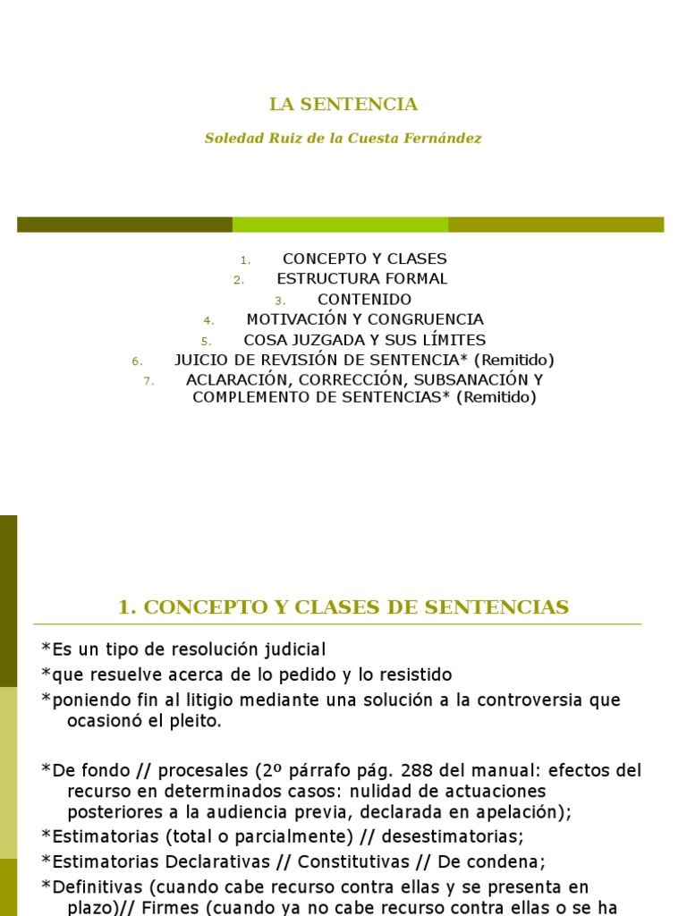Power Point, La Sentencia | PDF | Sentencia (Ley) | Ley procesal
