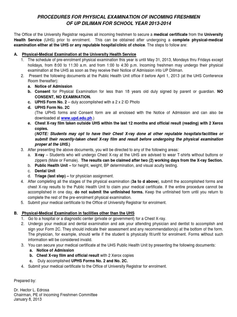 Uhs Form | PDF | Physical Examination | X Ray