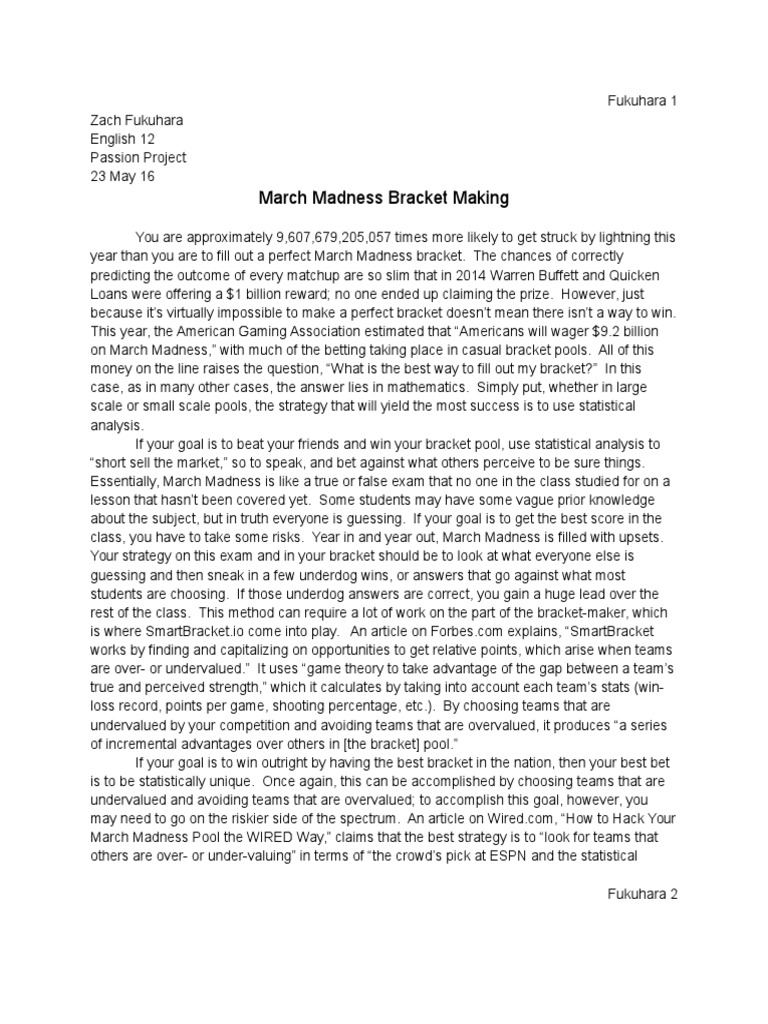 Winning March Madness with Stats | PDF | Sports | Gaming And Lottery