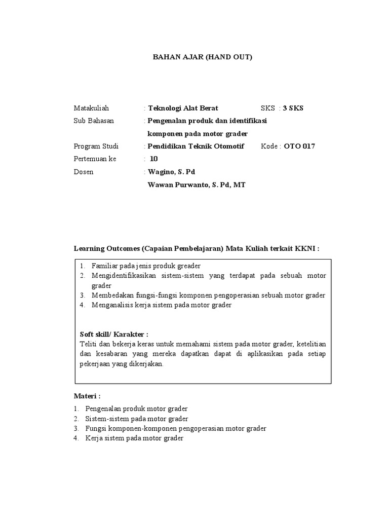 Komponen Motor Grader | PDF