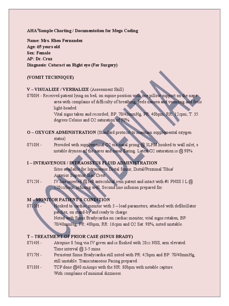 Sample Charting | PDF | Cardiopulmonary Resuscitation | Intravenous Therapy