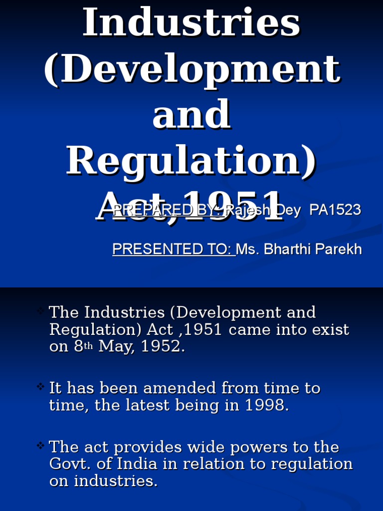 Overview of the IDR Act 1951 | PDF | License | Government