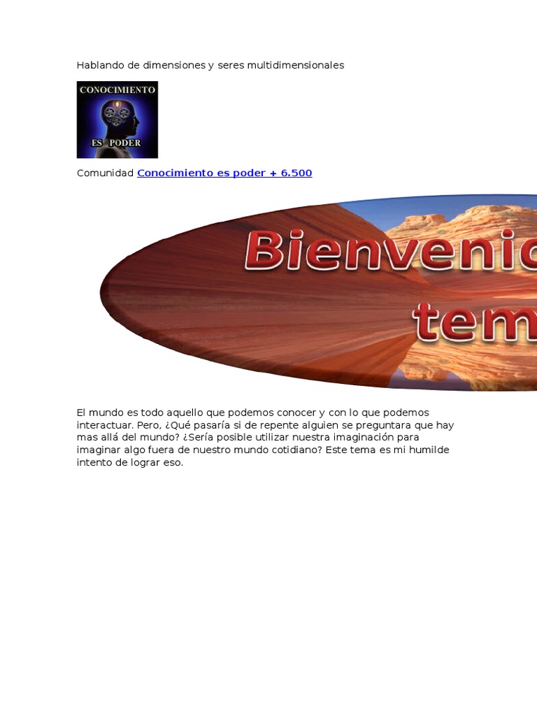 Hablando de Dimensiones y Seres Multidimensionales | PDF | Dimensión ...