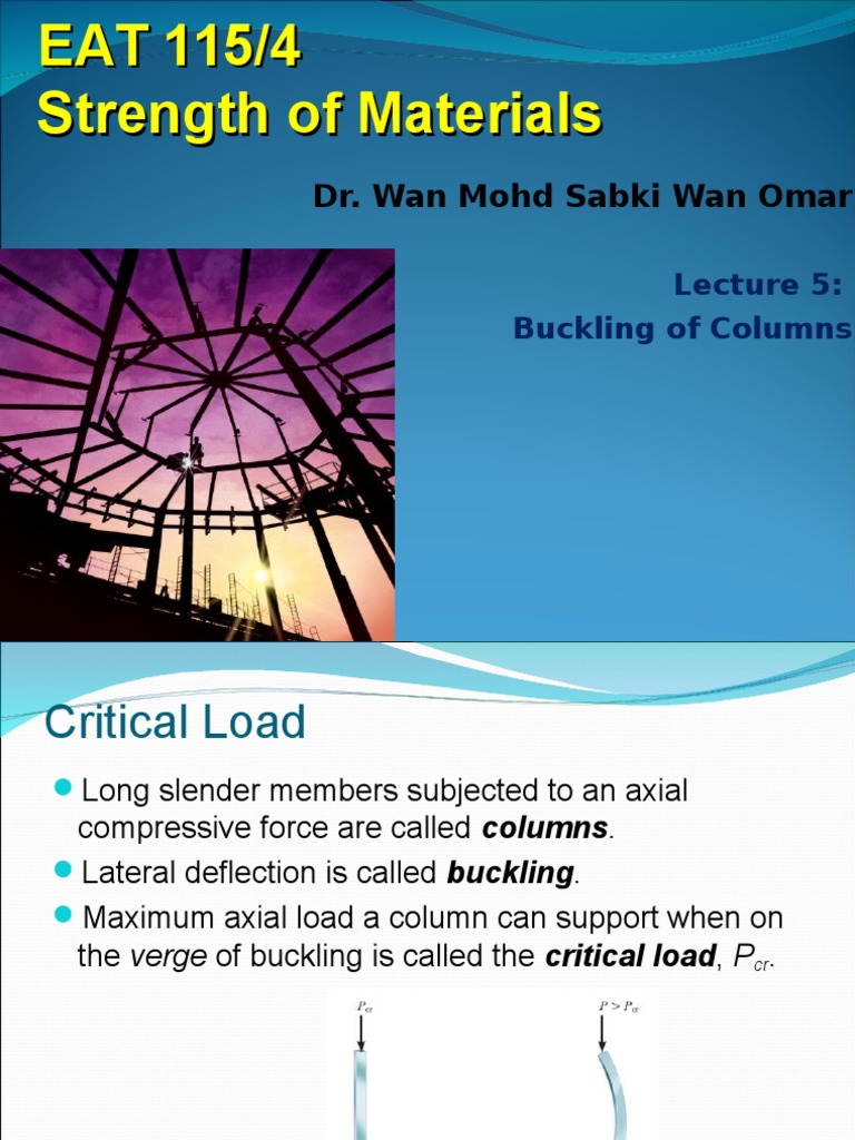 Lect05 - Buckling of Columns | PDF | Buckling | Column