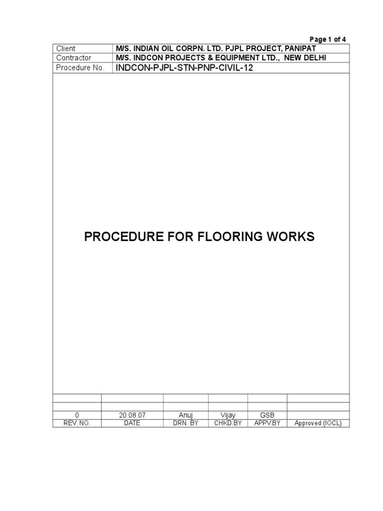 Procedure For Flooring Works | PDF | Flooring | Concrete