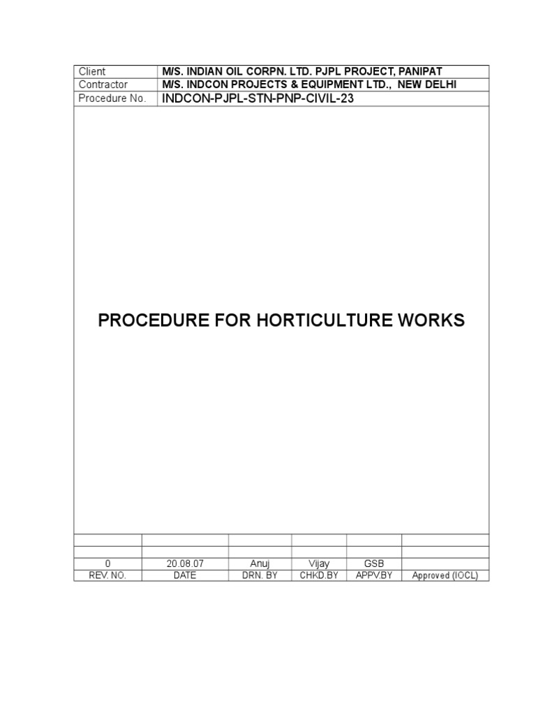 Procedure For Horticulture Works | PDF | Landscape Architecture | Gardening