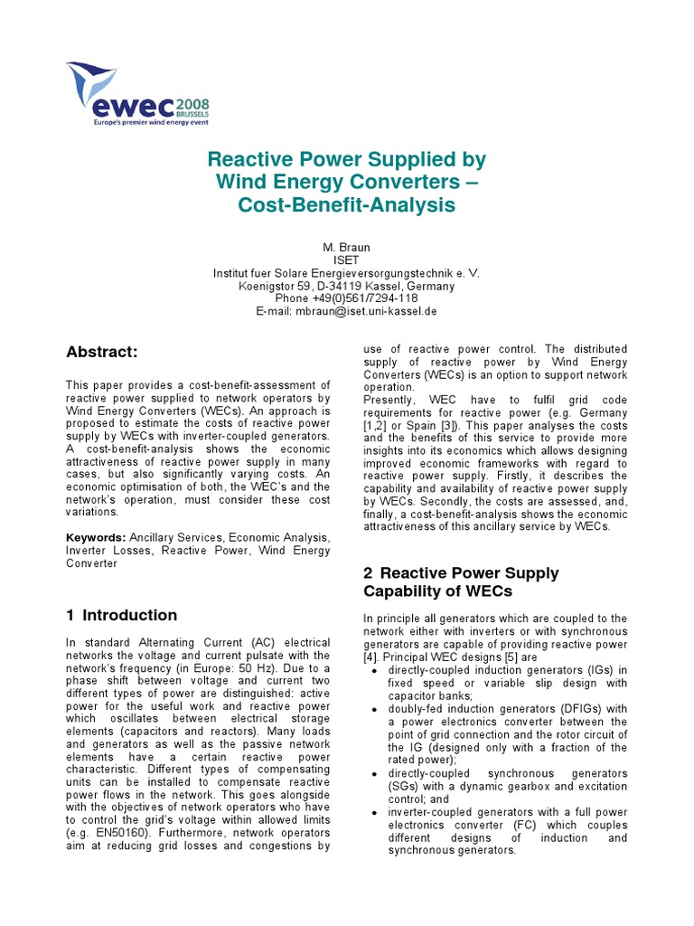 Wind Energy: Reactive Power Economics | PDF | Ac Power | Power Inverter
