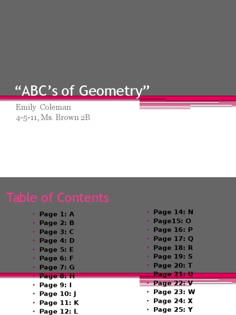 Geometry Abcs Project Emily Coleman | PDF | Triangle | Euclidean Geometry
