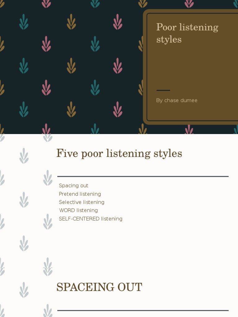 Poor Listening Styles | PDF