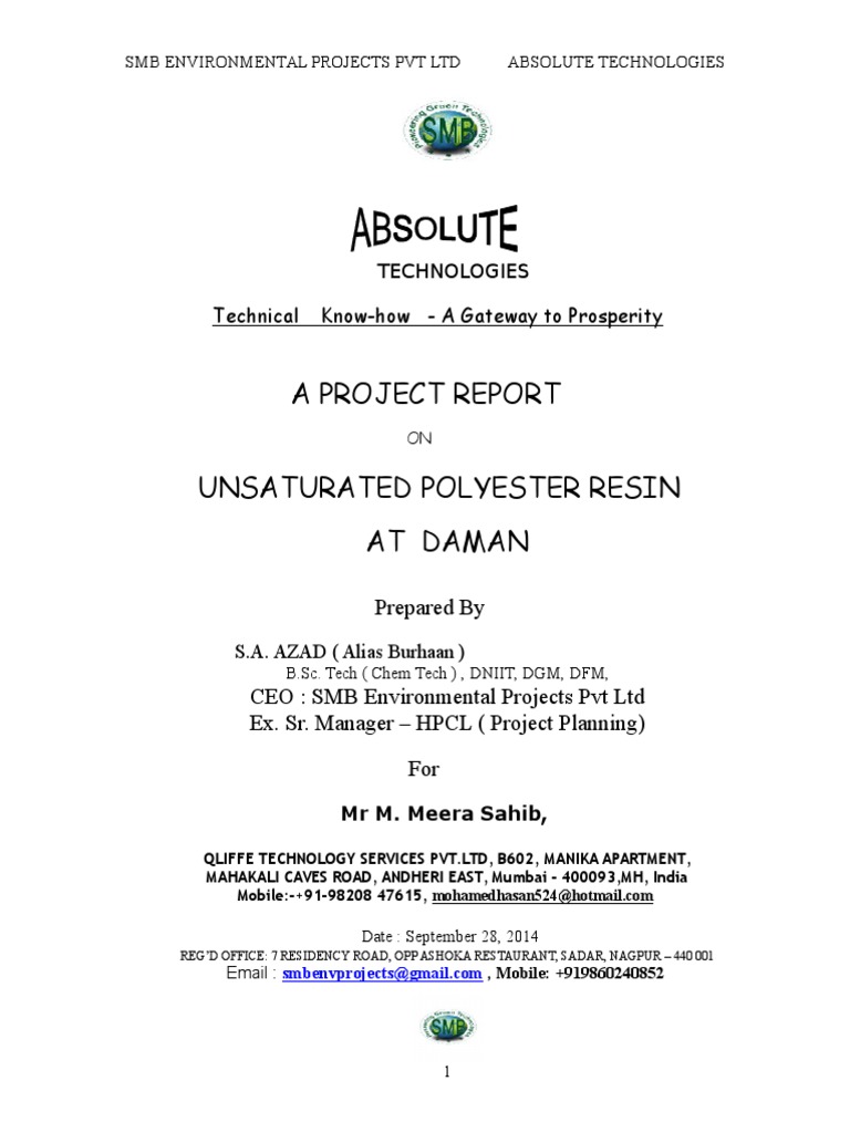 Manufacturing of Unsaturated Polymer Resins | PDF | Polyester ...