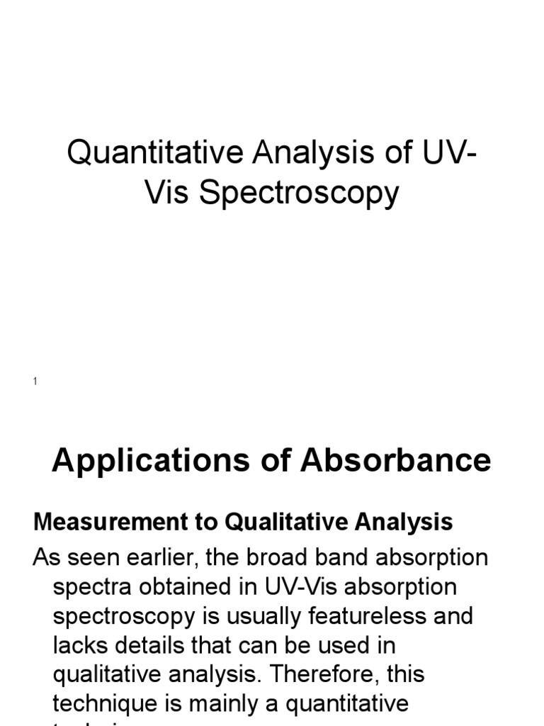 Quantitative Analysis of UV-Vis Spectros | PDF | Ultraviolet–Visible ...