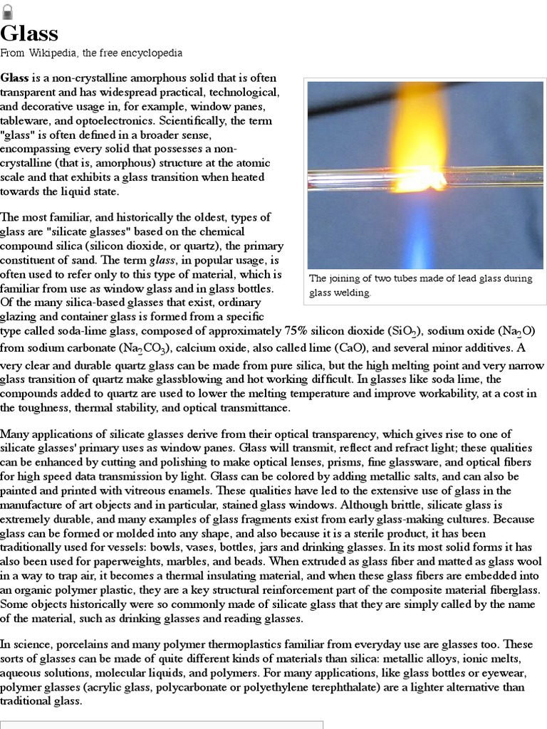 Glass | PDF | Glasses | Silicon Dioxide