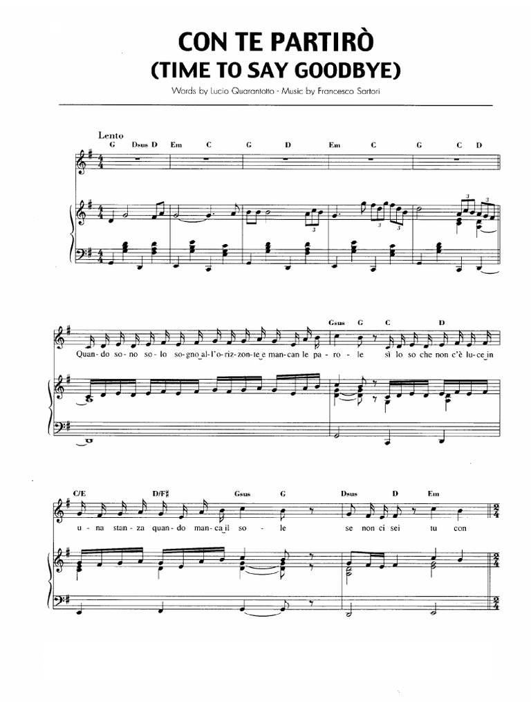 Andrea Bocelli Con Te Partirò Spartito Pianoforte1 | PDF