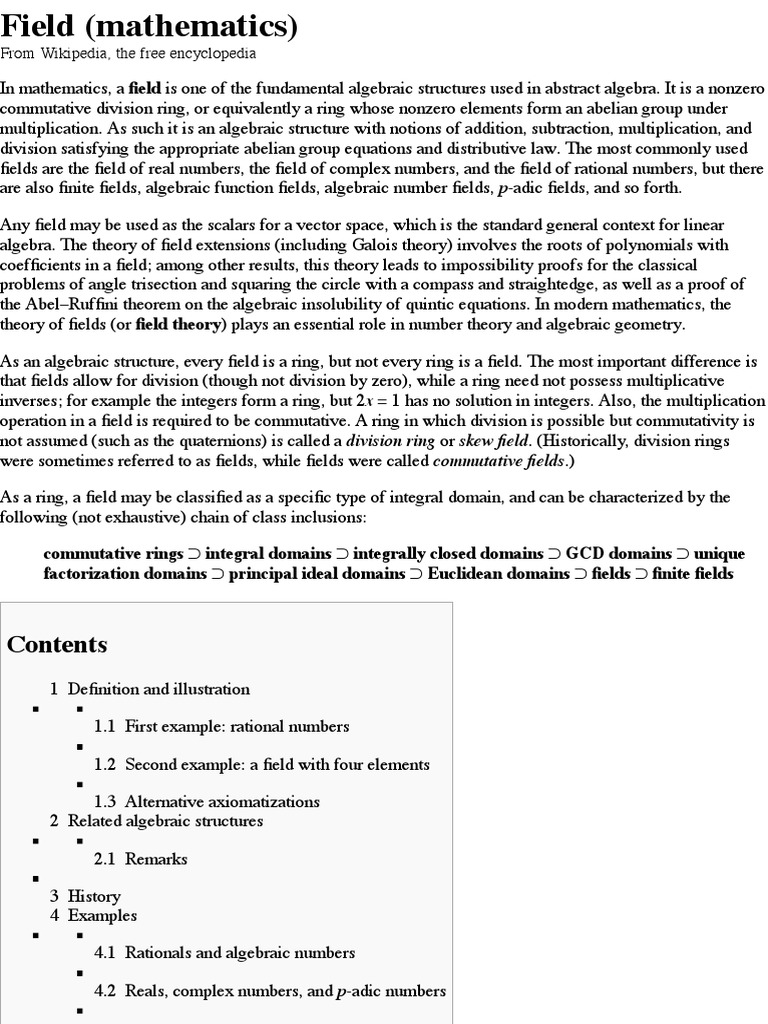 Field | PDF | Field (Mathematics) | Group (Mathematics)