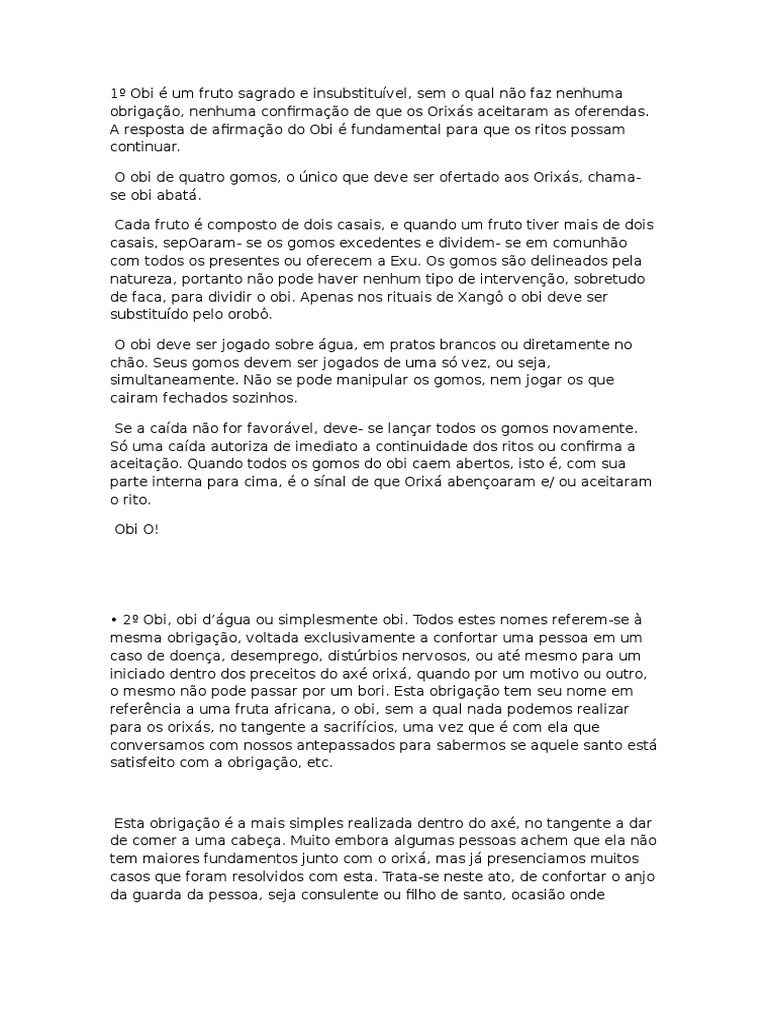 1º Obi É Um Fruto Sagrado e Insubstituível | PDF | Religião e crença