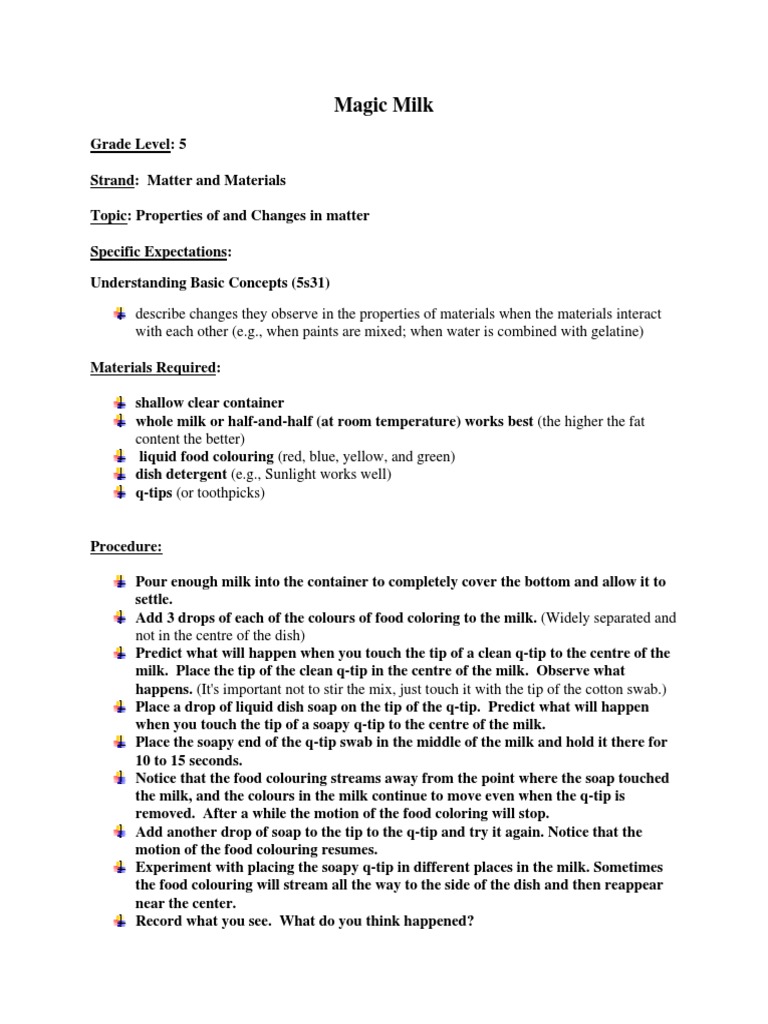 Magic Milk | PDF | Soap | Surface Tension