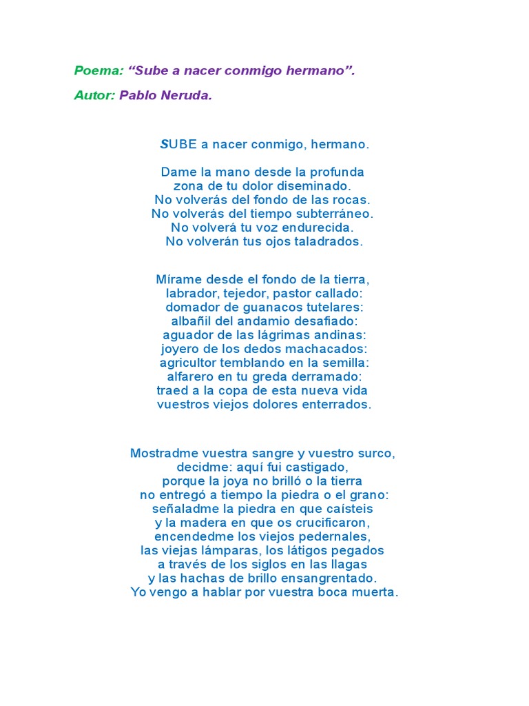 Poema De Mano De Pavo Para Imprimir