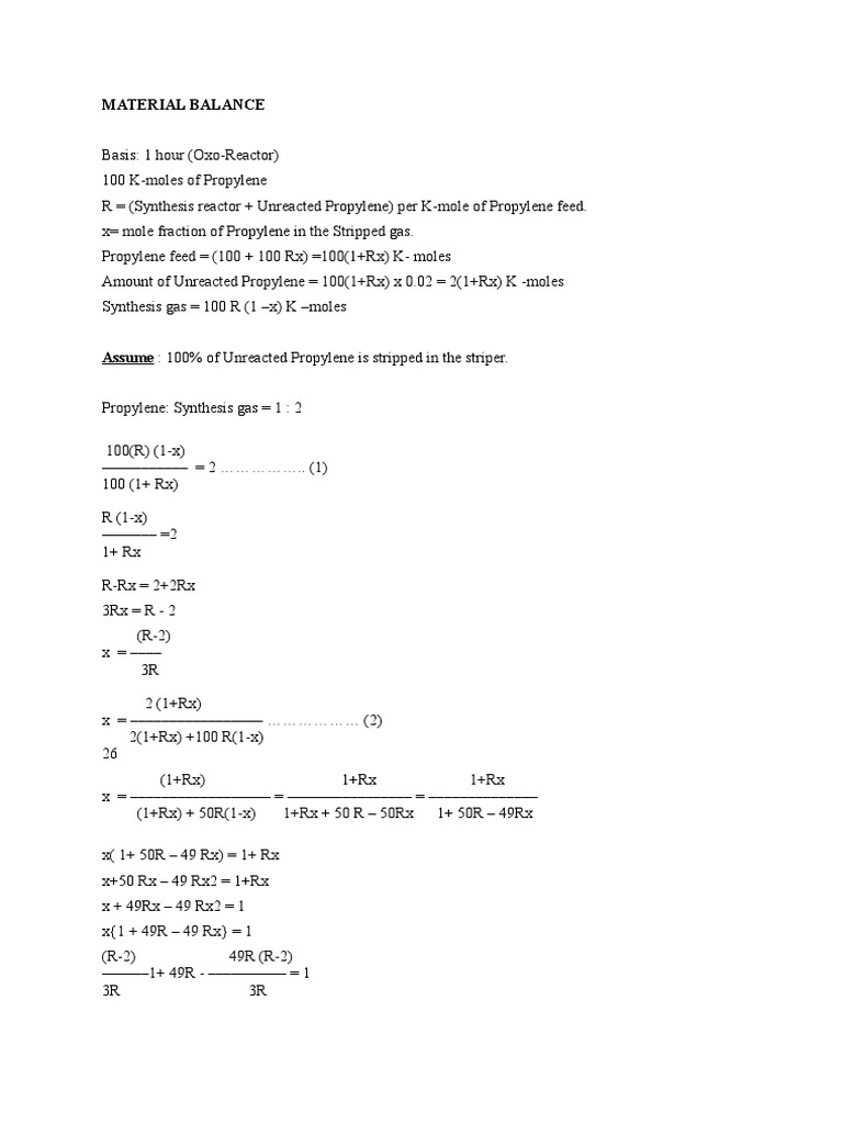 Material Balance | PDF | Chemistry | Chemical Process Engineering