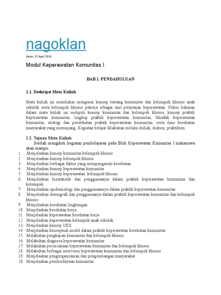 Modul Keperawatan Komunitas I | PDF | Karier & Perkembangan | Pengembangan Diri