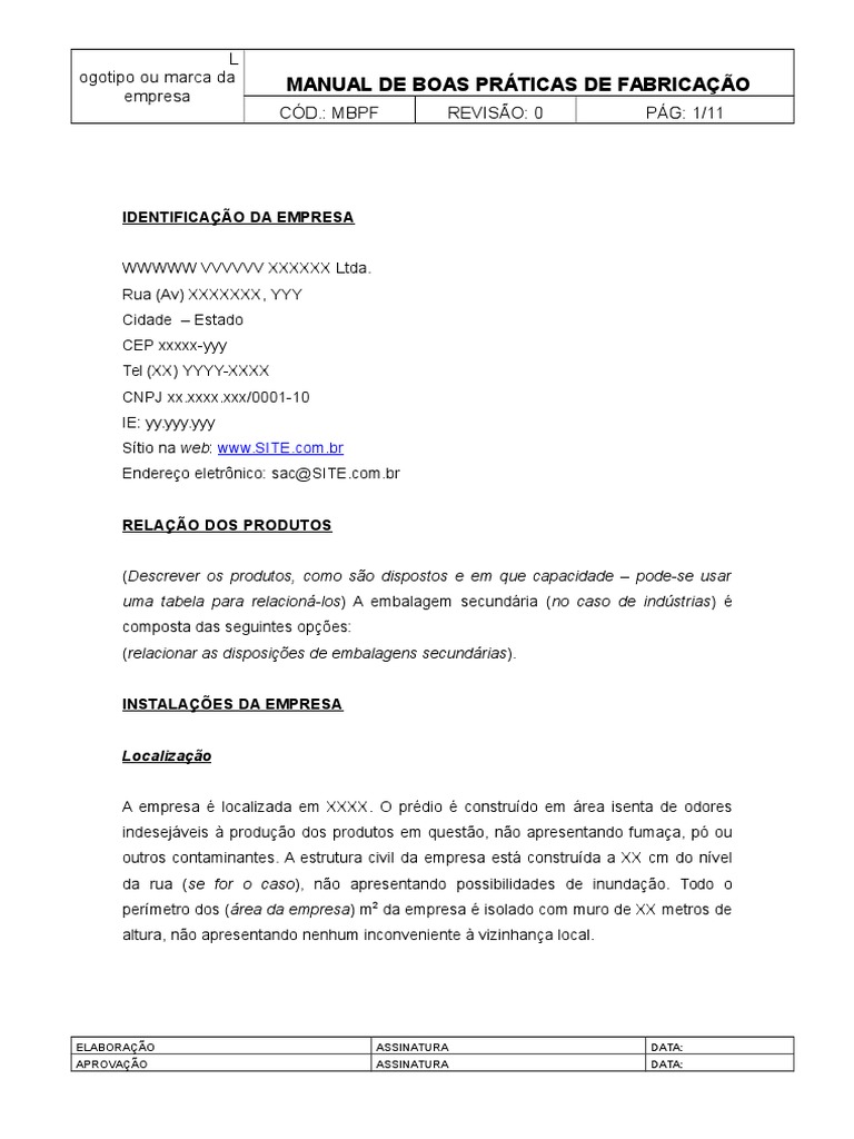 Modelo de Manual de BPF | PDF | Embalagem e rotulagem | Desperdício