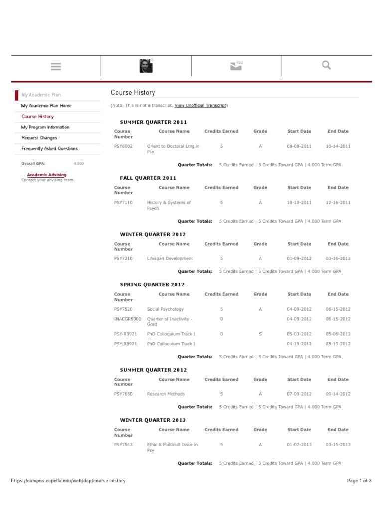 Capella Transcripts - Unofficial | PDF