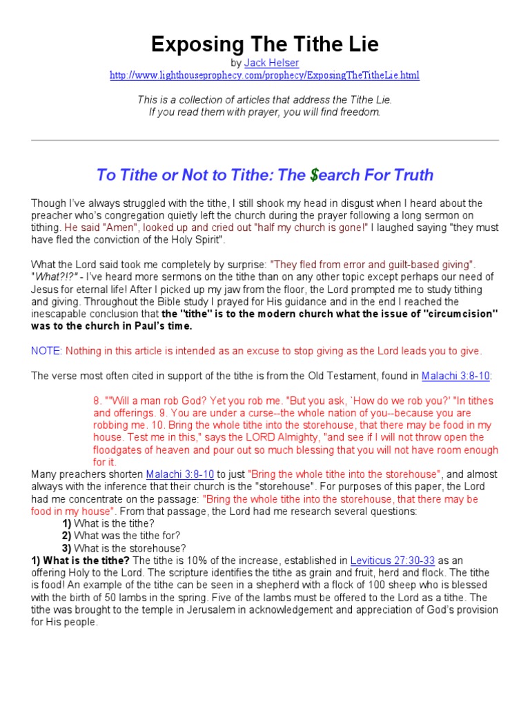 The Tithe Lie - Jack Helser | PDF | Abraham | Jesus