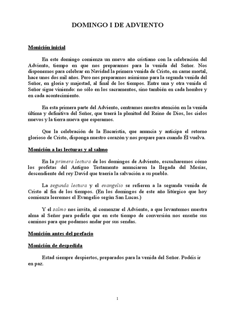 Moniciones Ciclo C | PDF | Misa (liturgia) | eucaristía