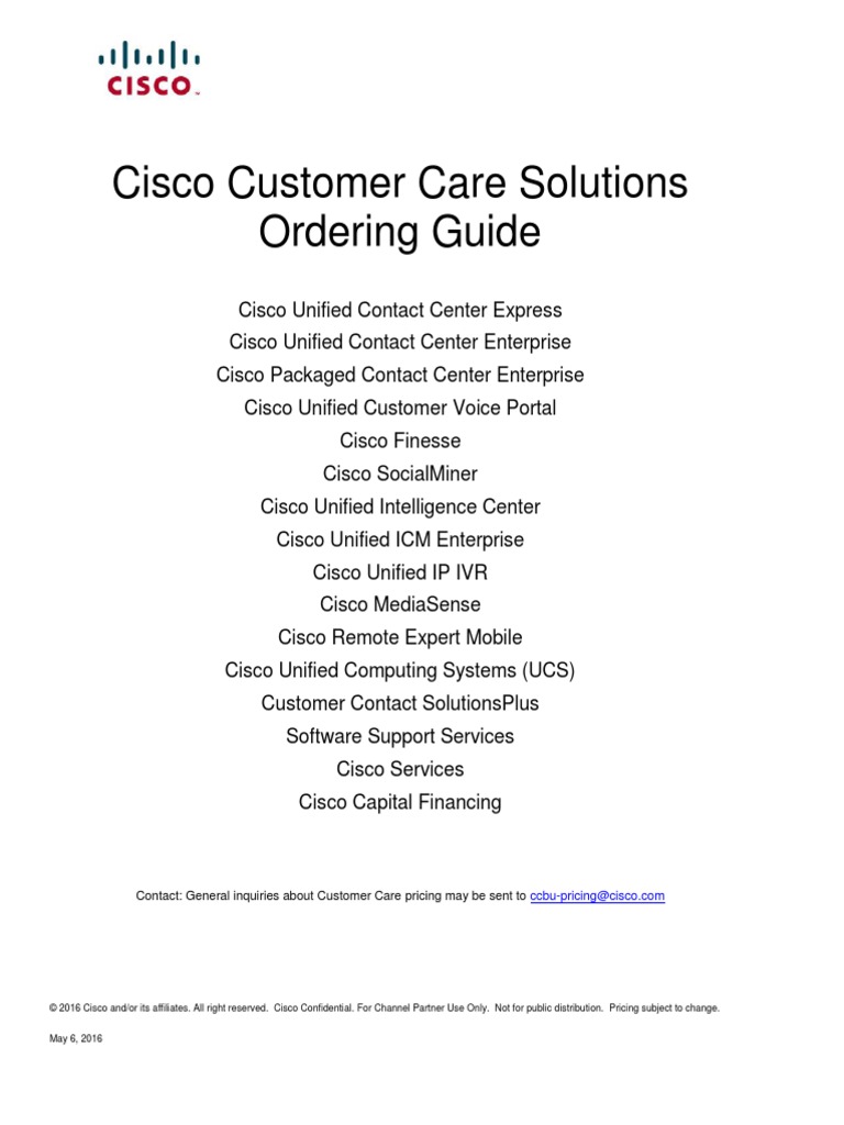 Cisco Customer Contact Solutions Ordering Guide | PDF | Cisco Systems ...